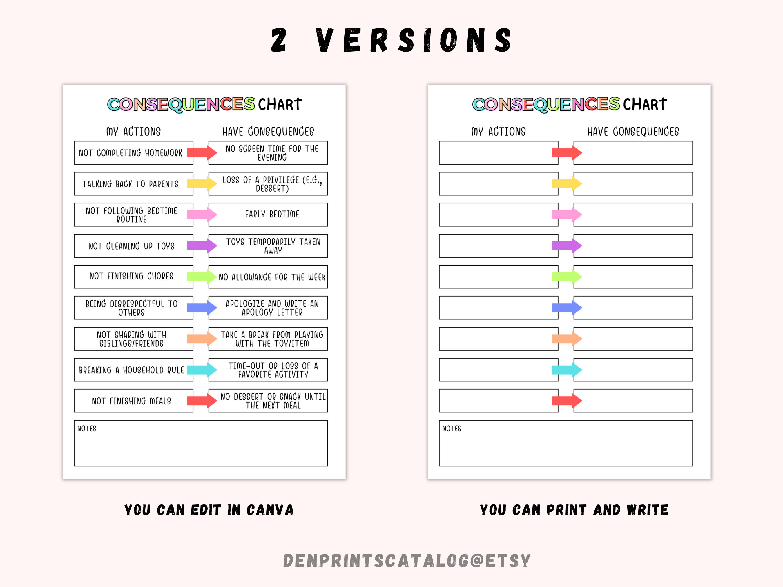 Behavior Consequence Chart Printable, Consequence for My Own Action ...