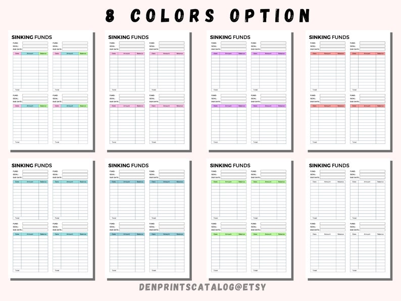 Sinking Funds Tracker Printable, Savings Challenge, Savings Tracker ...