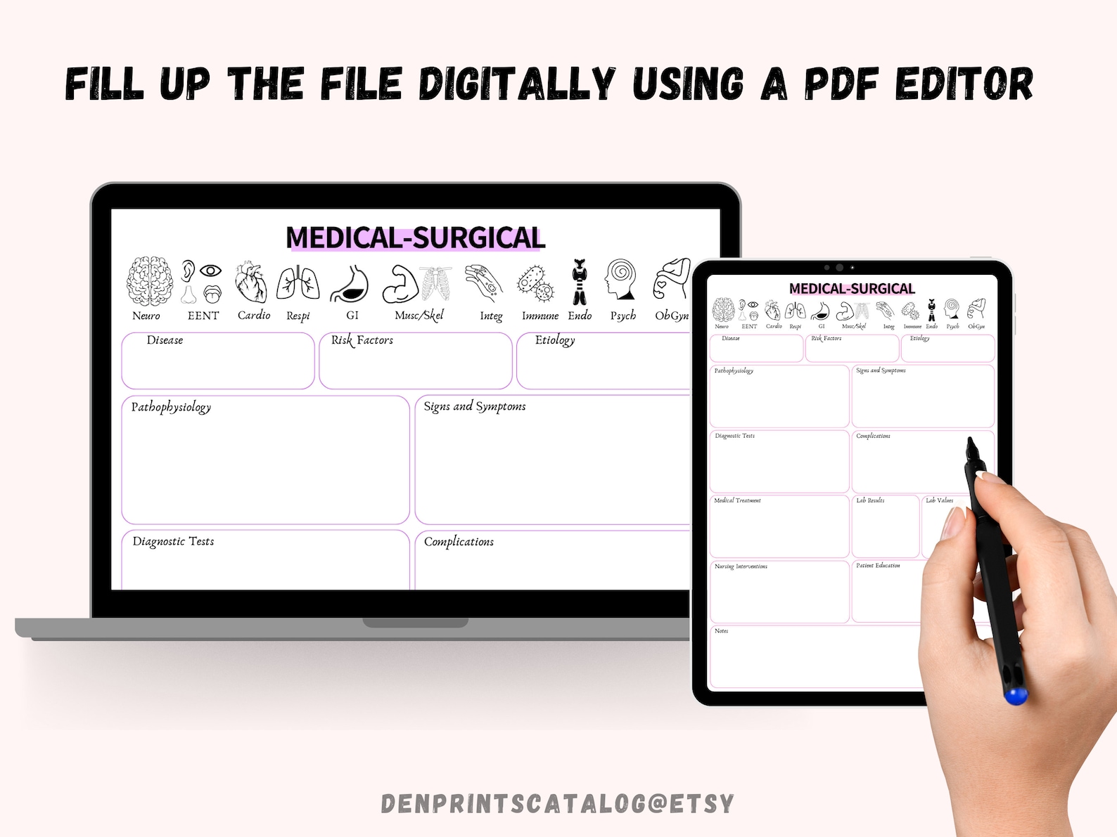 Nursing School Medical Surgical Template | Printable Med Surg Map ...