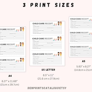 Daycare Receipt Printable, Printable Payment Receipt for Child Care ...