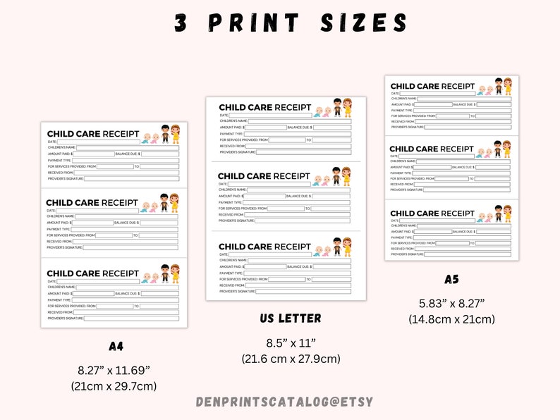 Daycare Receipt Printable, Printable Payment Receipt for Child Care ...