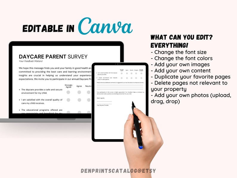 Editable DAYCARE PARENT SURVEY, Childcare Center Printable Parent ...