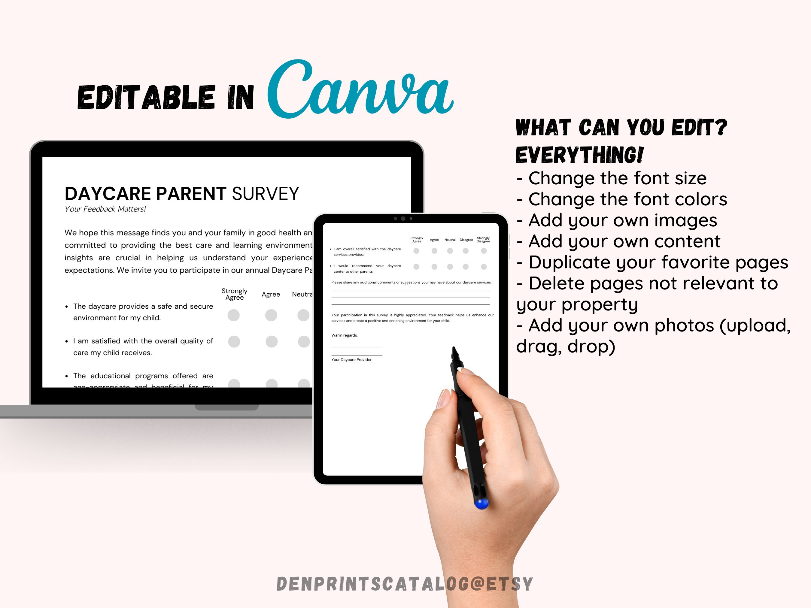Editable DAYCARE PARENT SURVEY, Childcare Center Printable Parent ...