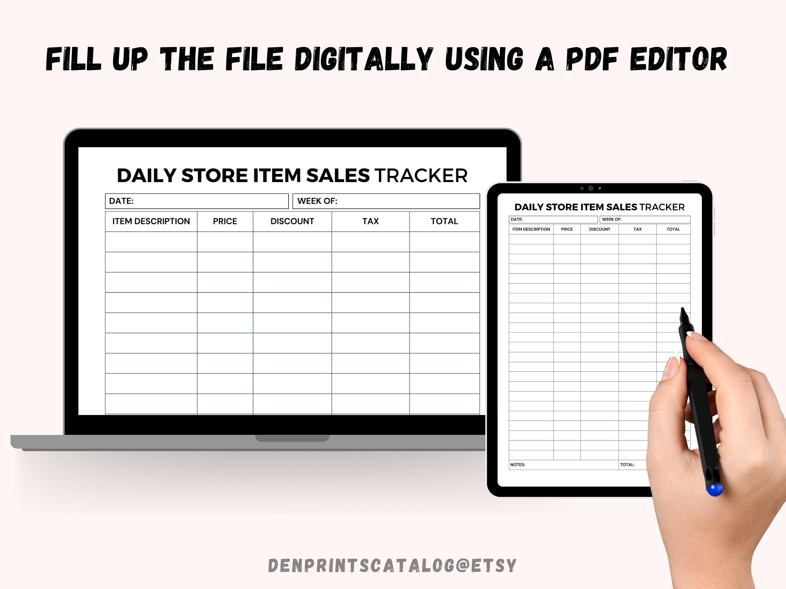 Daily Store Item Sales Tracker, Sales Tracker Printable, Print and ...