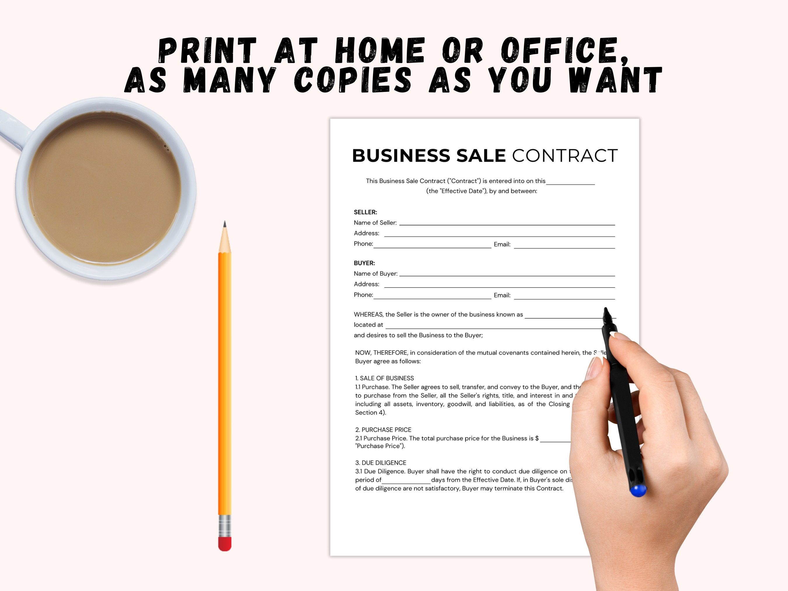 Fillable PDF Business Sales Contract, Purchase Agreement Printable ...