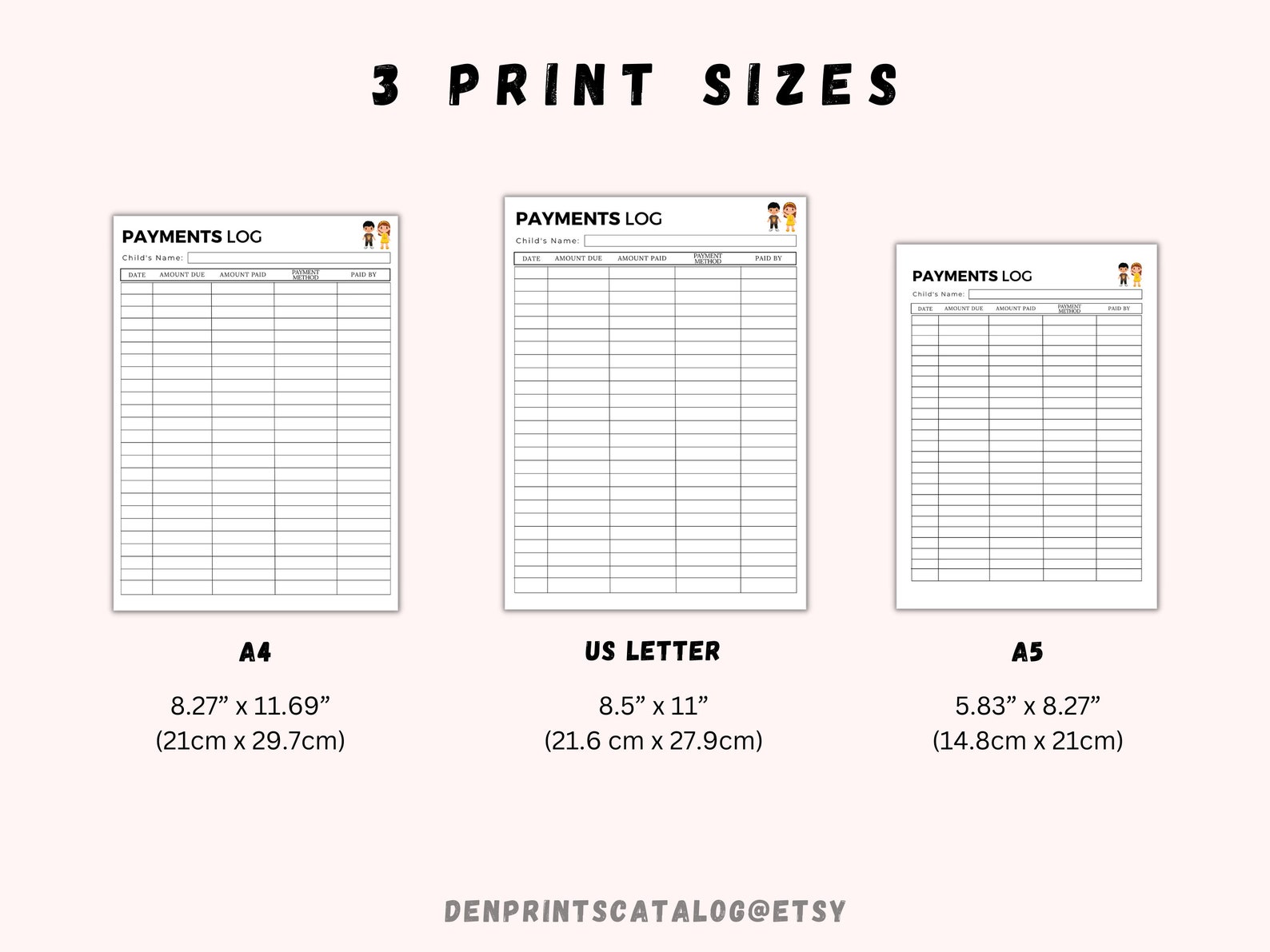 Tuition Payment Log Printable, Daycare Payment Log, Childcare Payment ...