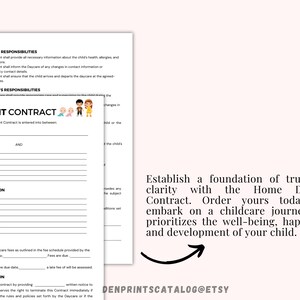 Editable Home Daycare Contract Template, Home Daycare Agreement Form ...