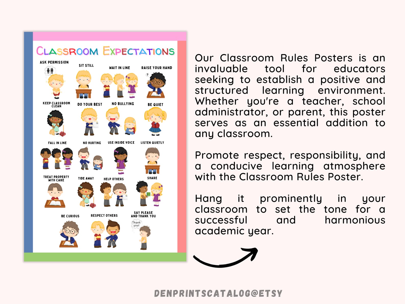 Classroom Rules Posters, Class Expectations, Bulletin Board ...