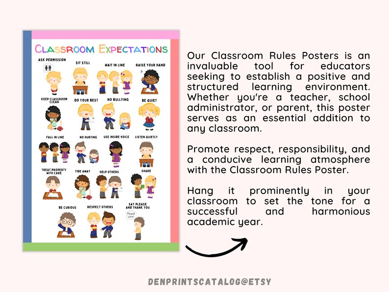 Classroom Rules Posters, Class Expectations, Bulletin Board ...