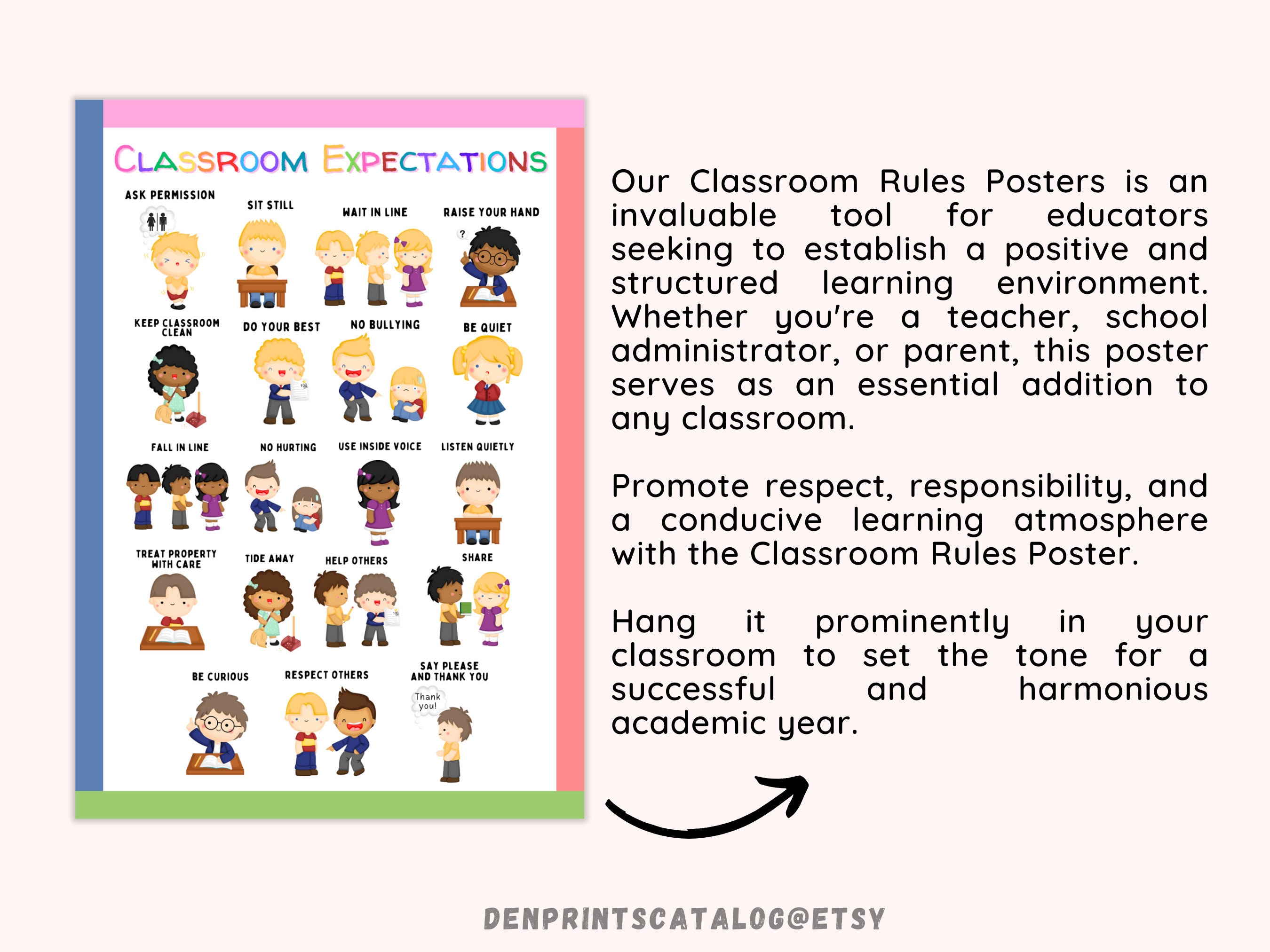 Classroom Rules Posters, Class Expectations, Bulletin Board ...