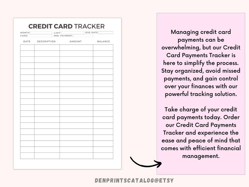 Credit Card Payment Tracker, Debt Payment Tracker Printable, Minimalist ...