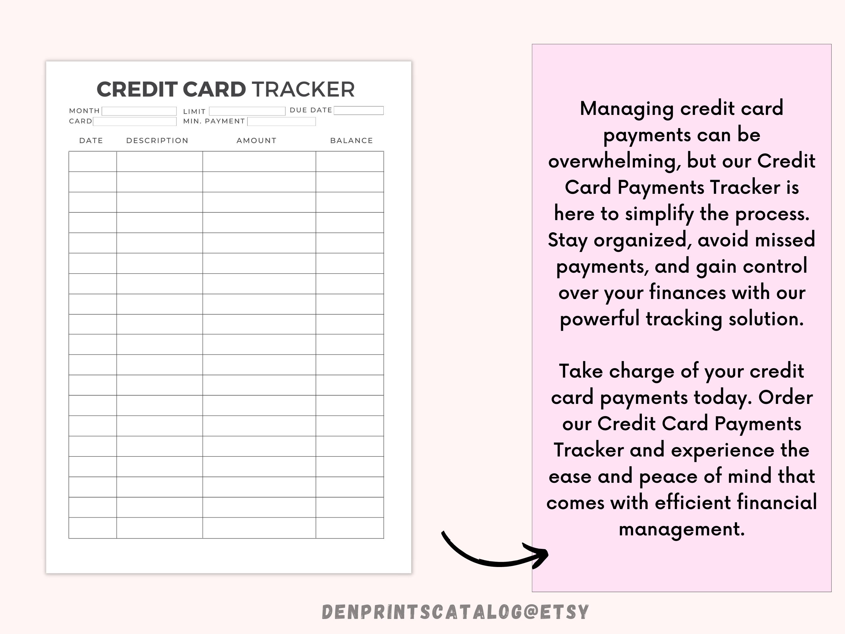 Credit Card Payment Tracker, Debt Payment Tracker Printable, Minimalist ...