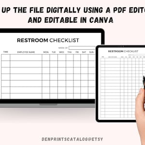 Weekly Bathroom Cleaning Chart With Employee Names Column Printable and ...