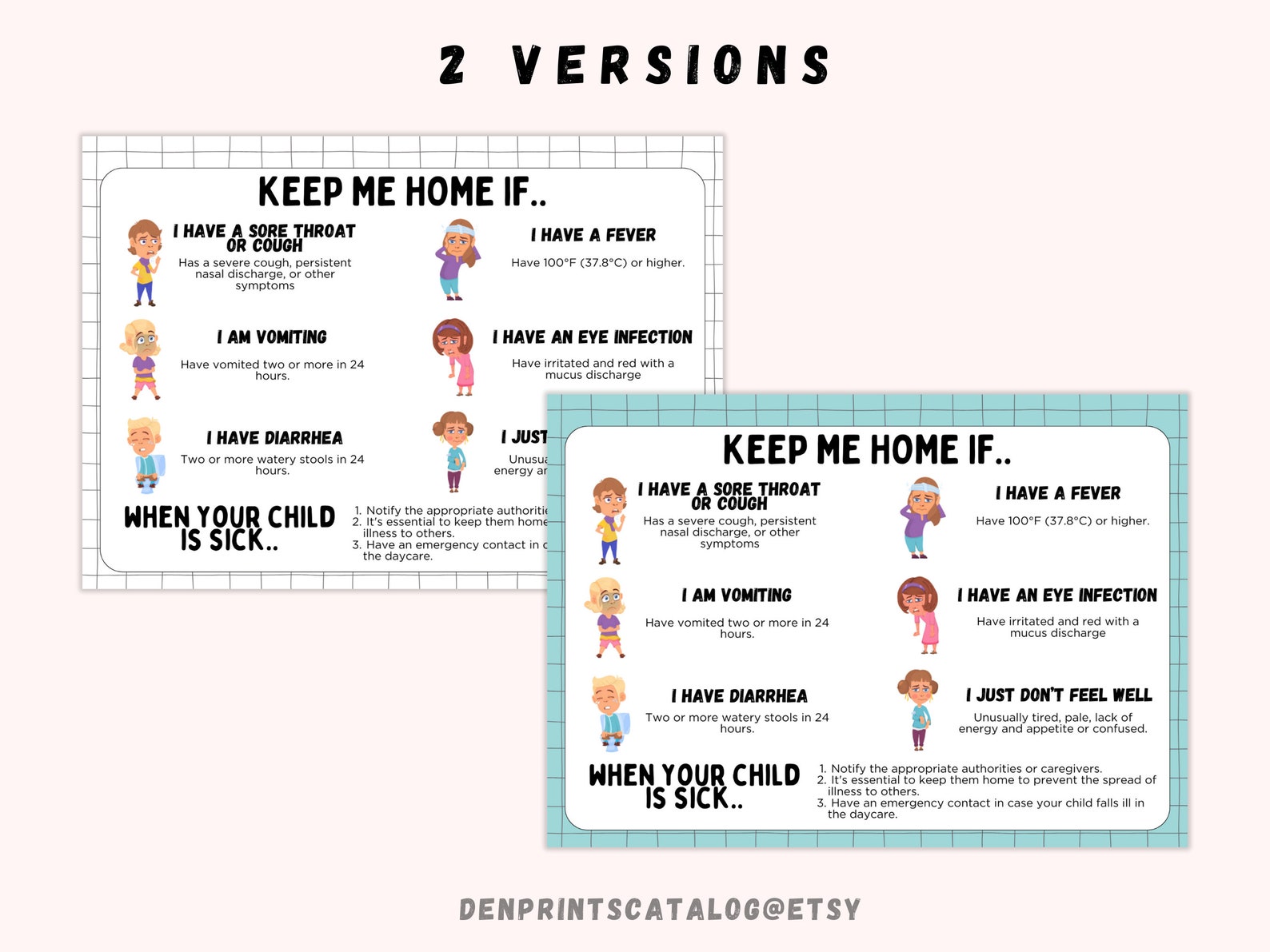 Child Sickness Flyer Printable, Daycare Printable Illness Sign ...