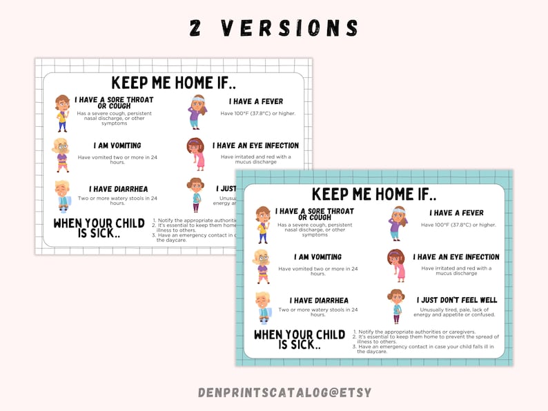 Child Sickness Flyer Printable, Daycare Printable Illness Sign ...