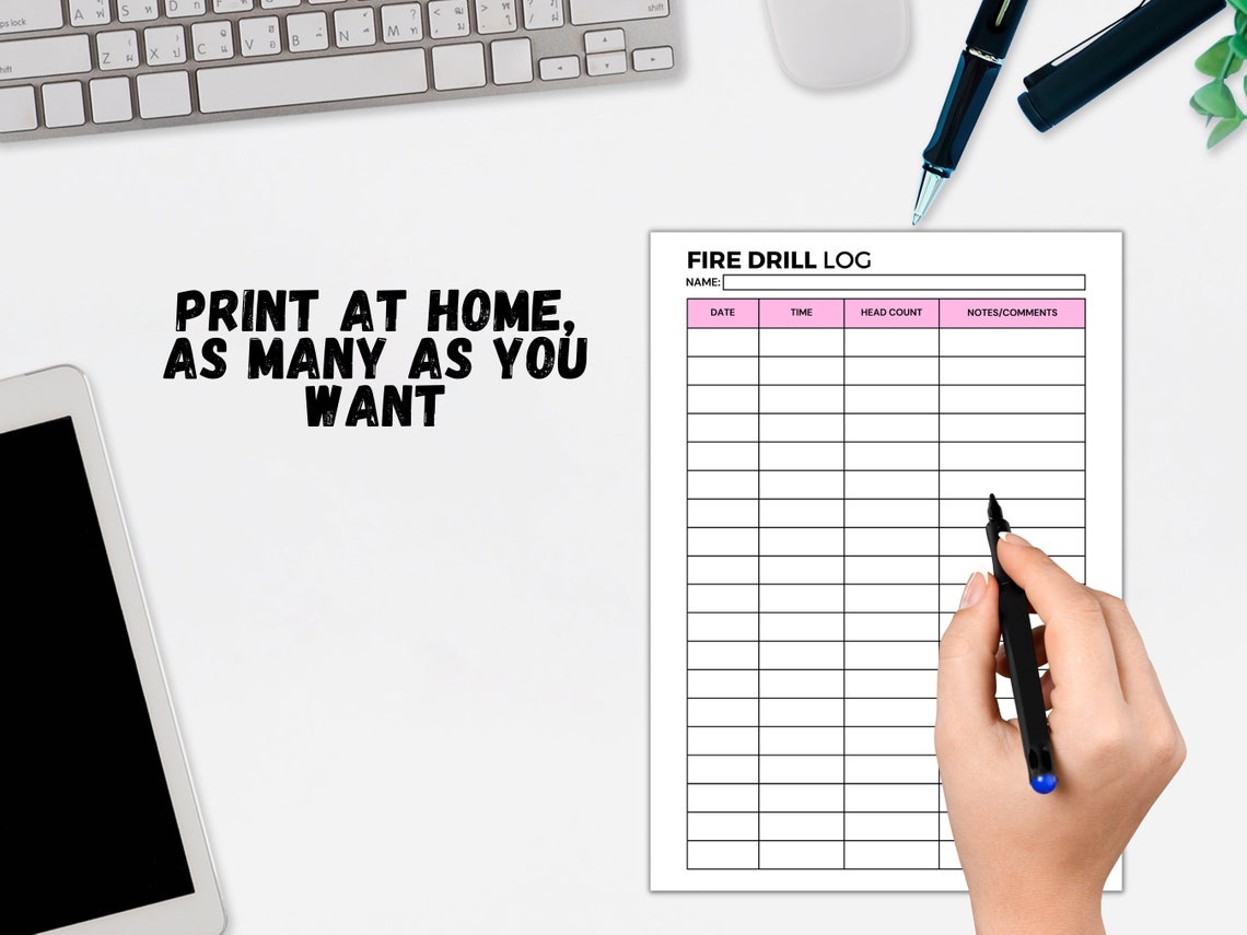 Business Fire Drill Log Printable, Organization, Fire Drill Practice ...