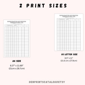 Printable Refrigerator and Freezer Temperatures Log, Print and Write ...