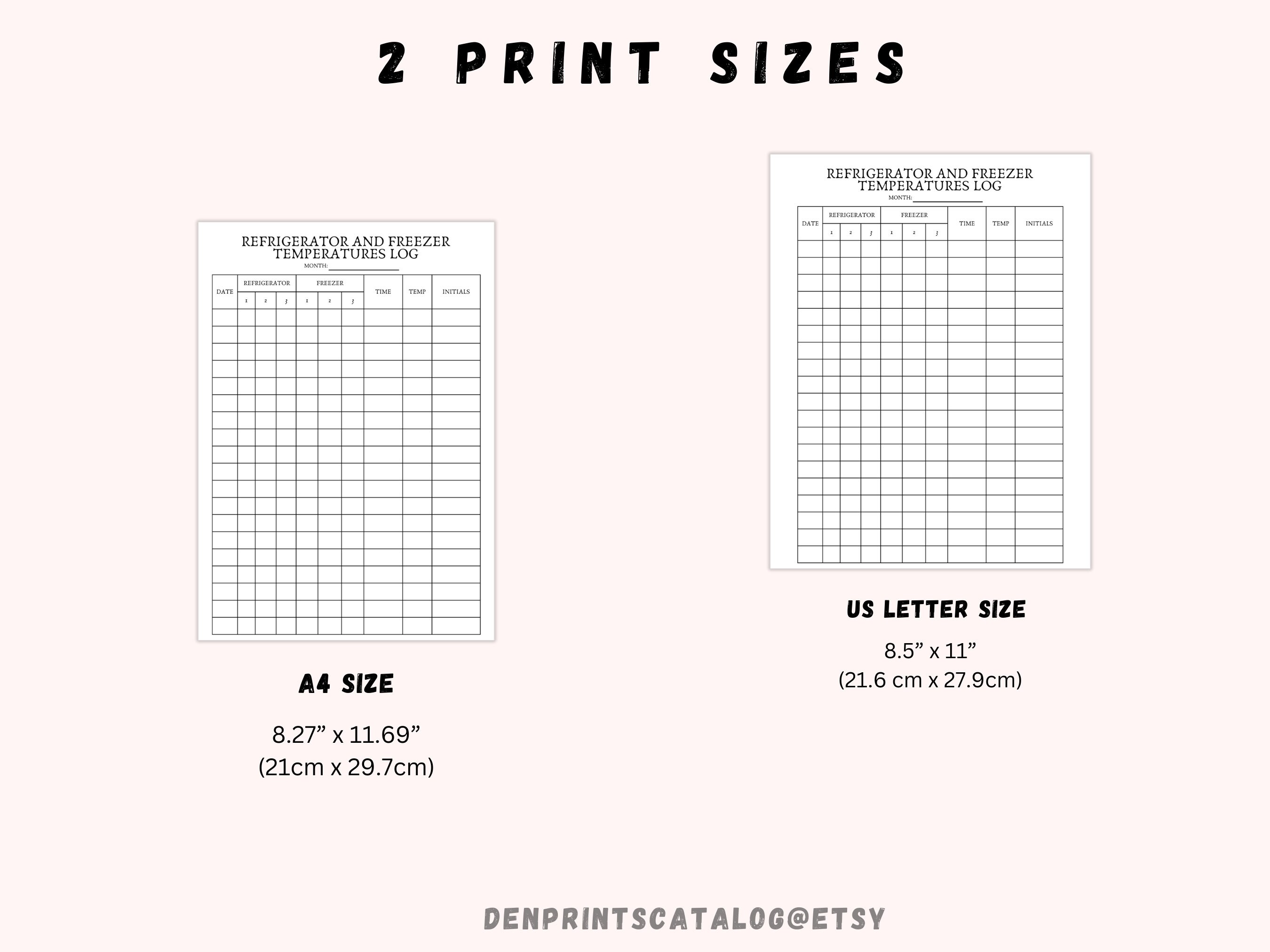 Printable Refrigerator and Freezer Temperatures Log, Print and Write ...