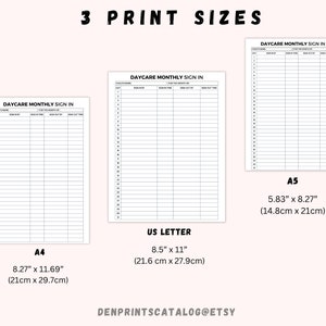 Daycare Monthly Sign in and Out, Student Name Print and Write, Sign in ...