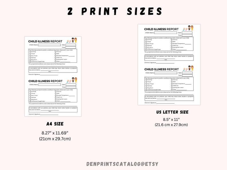 Child Illness Notice Printable, Daycare Printable Child Sick Report ... Child Illness Notice Printable, Daycare Printable Child Sick Report ...