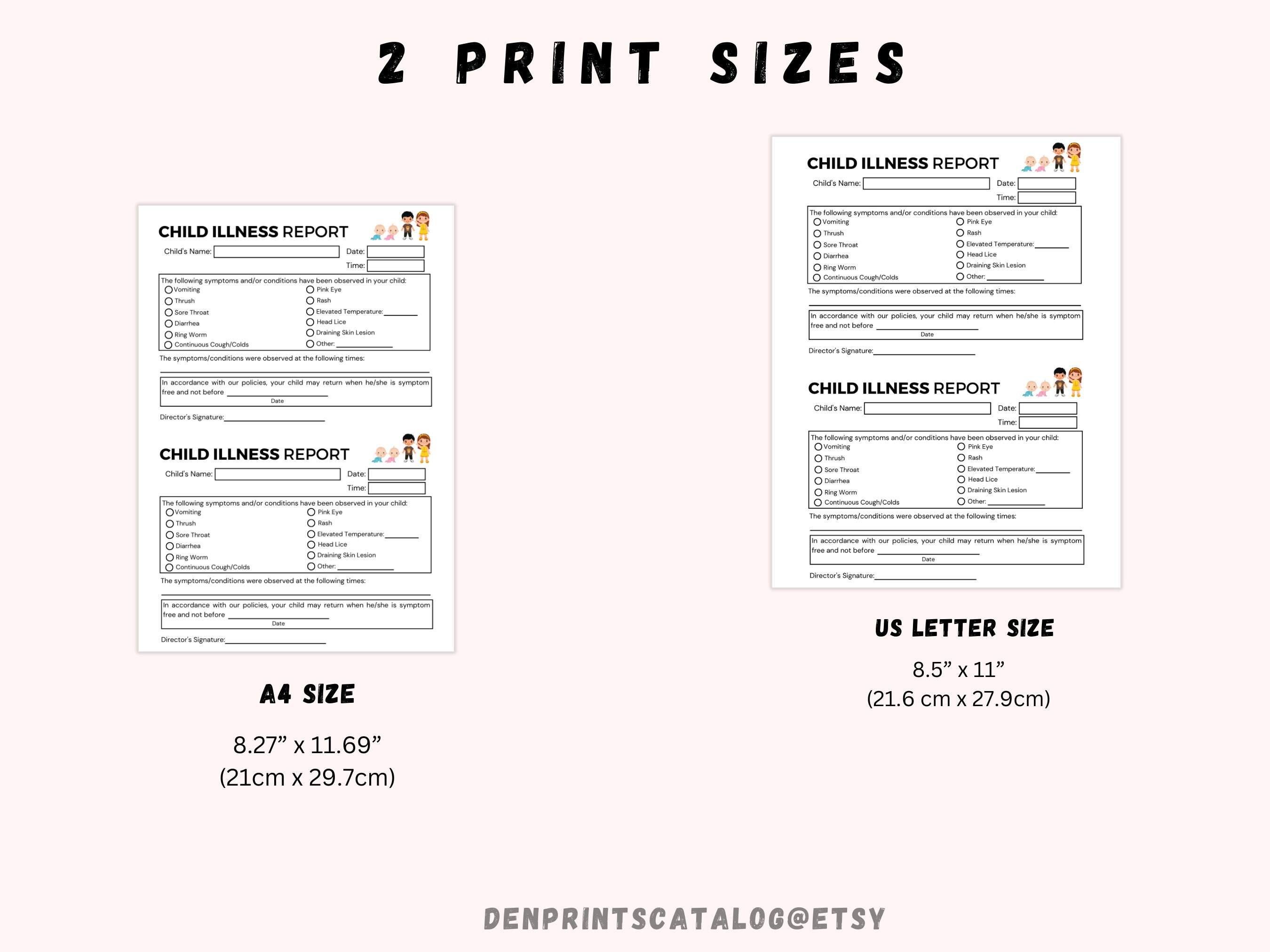 Child Illness Notice Printable, Daycare Printable Child Sick Report ...