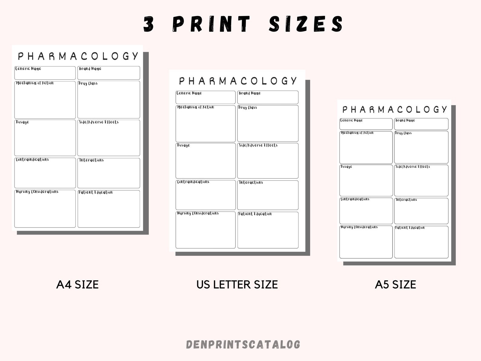 Pharmacology Nursing Template Printable, Minimalist Nursing Student ...