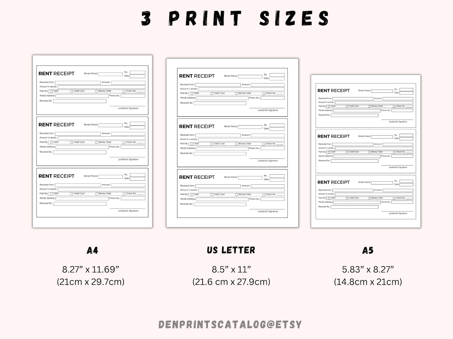 Landlord Rent Receipt, Tenant Receipt, Rent Payment Receipt, Landlord ...