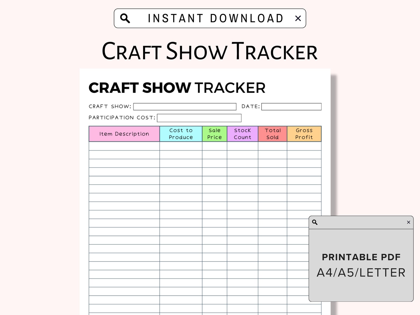Craft Show Tracker Printable, Craft Fair Planner PDF, Business Forms ...