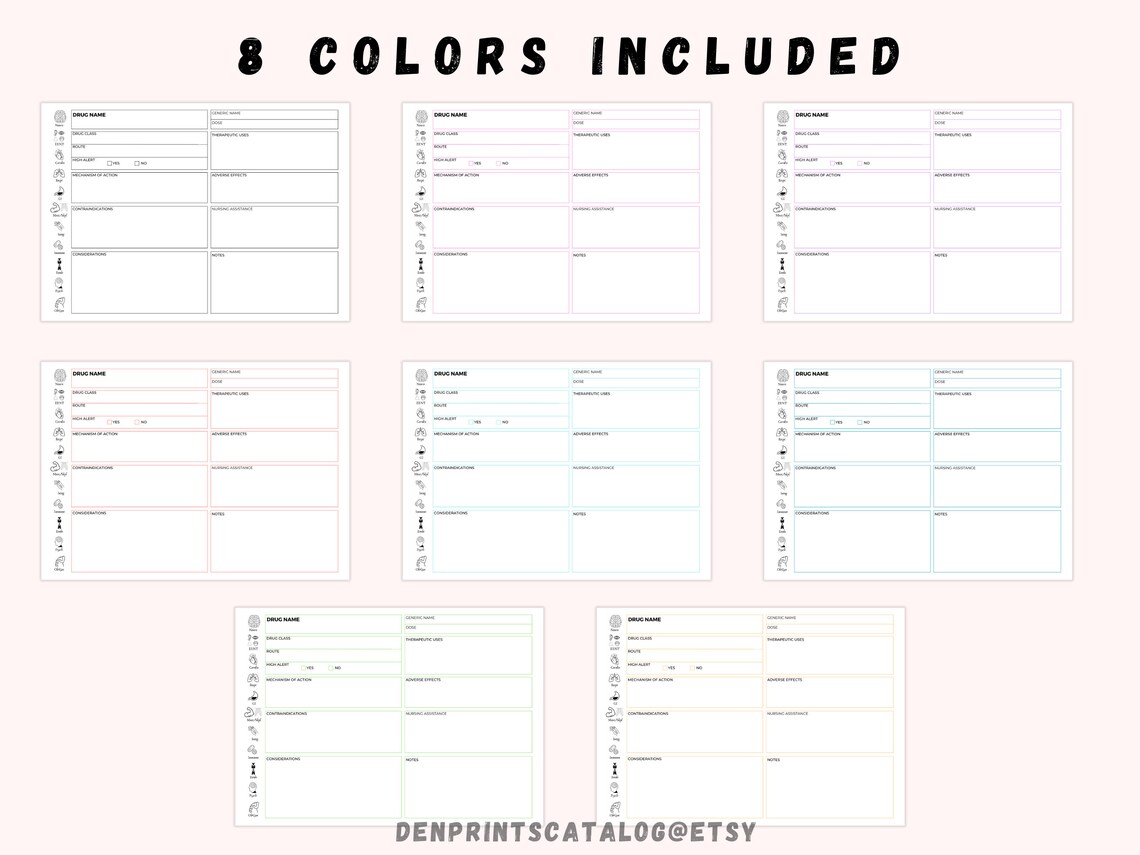 Pharmacology Template Printable, Editable Nursing School Pharmacology ...