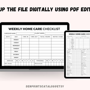 Weekly Home Care Checklist Printable, Monday Start, Caregiving Elderly ...