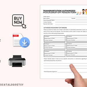 Daycare Pick-up Form, Child Care Center Child Authorized Pick-up ...