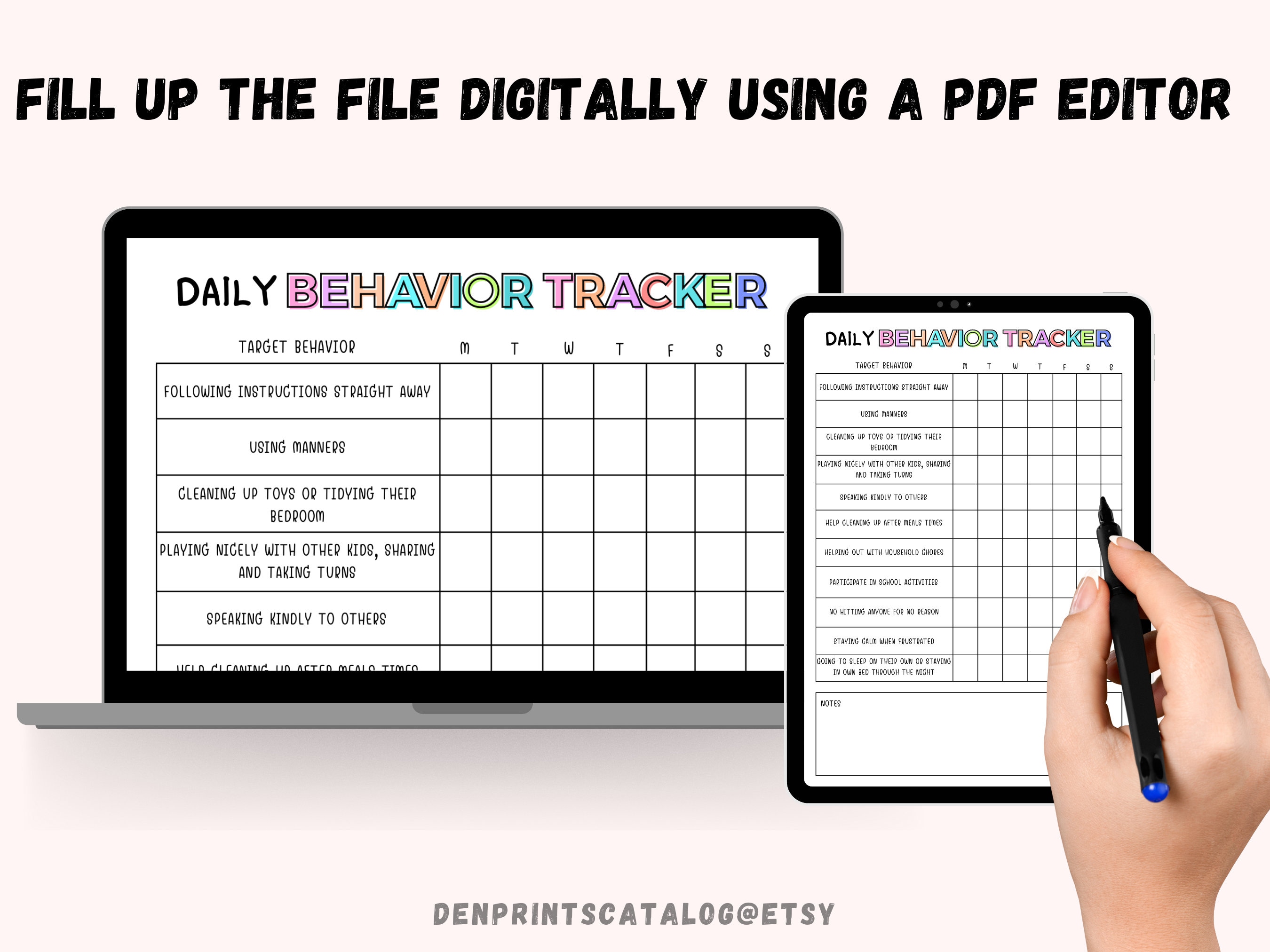 Daily Behavior Chart for Kids Printable, Good Behavior Tracking ...