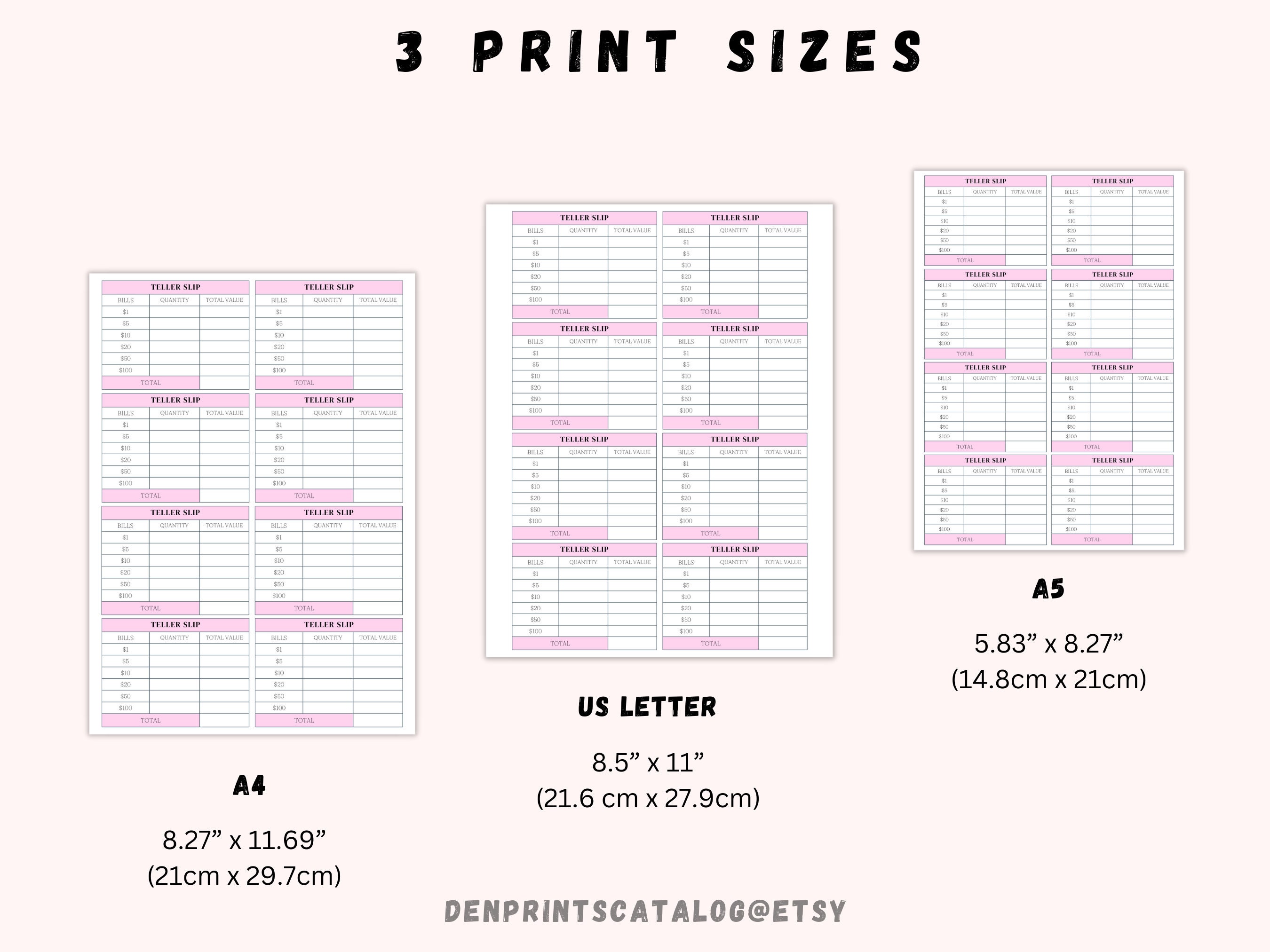 Cash Breakdown Slips Printable, Bank Teller Slips, Cash Withdraw Slips ...