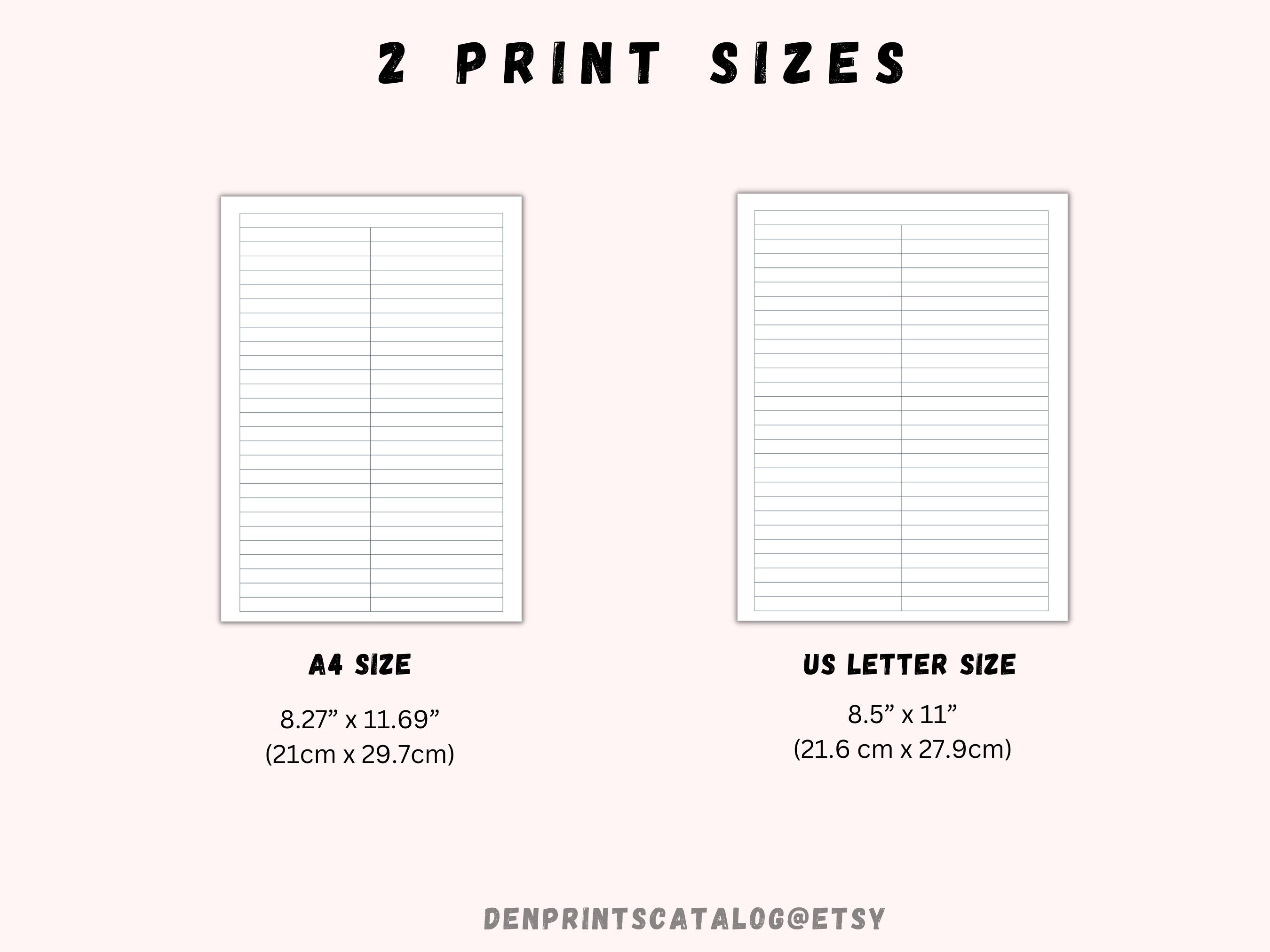 Printable Blank Columns Charts With Header One, Two, Three, Four, Five ...