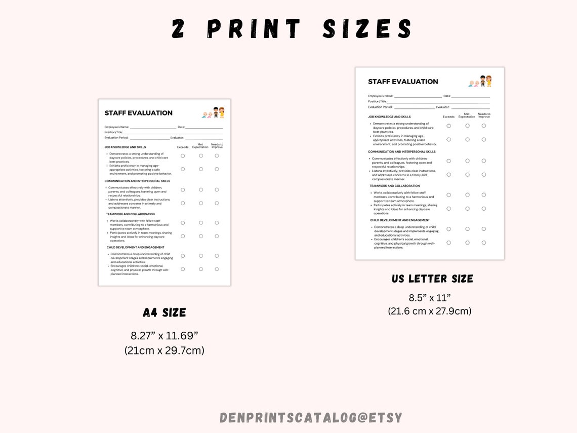 Daycare Staff Evaluation Printable,childcare Center Printable Employee ...