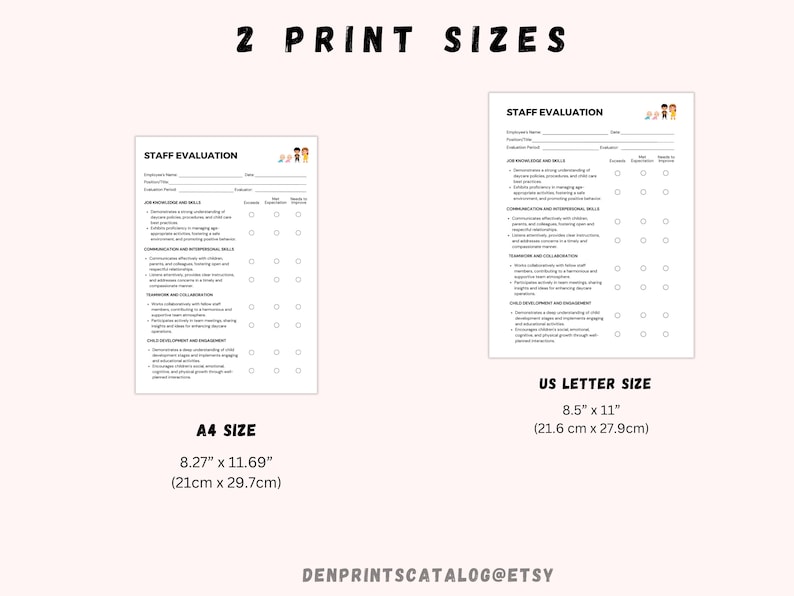 Daycare Staff Evaluation Printable,childcare Center Printable Employee Self Evaluation Forms ...