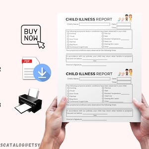 Child Illness Notice Printable, Daycare Printable Child Sick Report ...