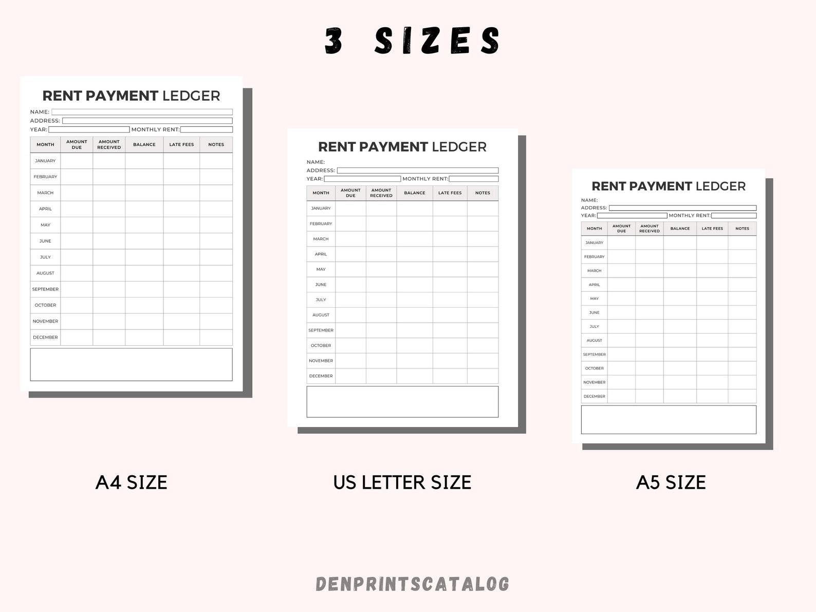 Rent Payment Ledger Printable, Tenant Payment Tracker, Rent Payment Log ...