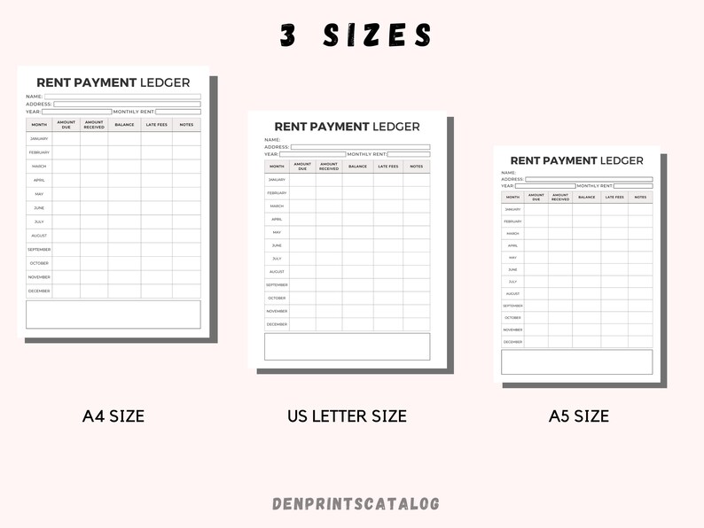 Rent Payment Ledger Printable, Tenant Payment Tracker, Rent Payment Log ...