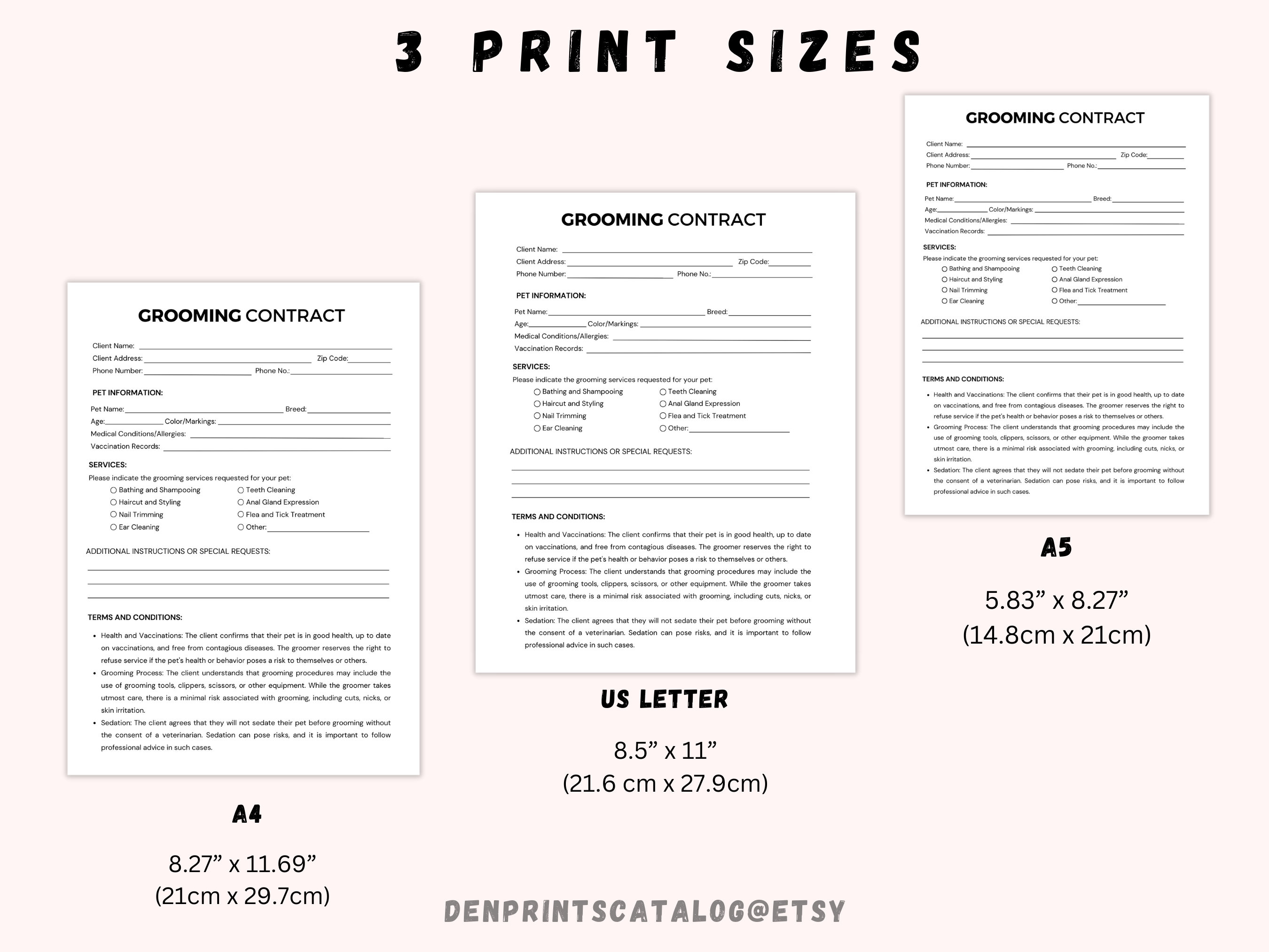 Pet Grooming Contract Printable, Pet Client Grooming Agreement, Dog Cat ...