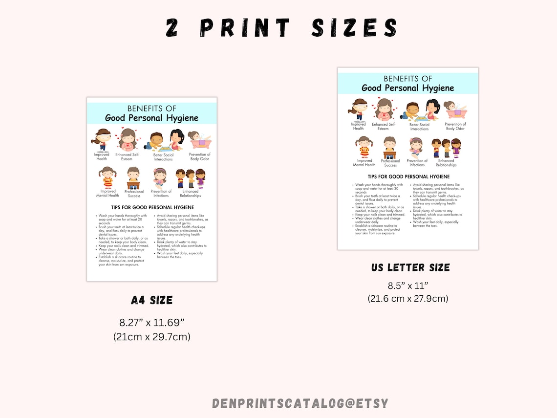 Benefits of Personal Hygiene Poster Handout Printable, Hygiene Chart ...