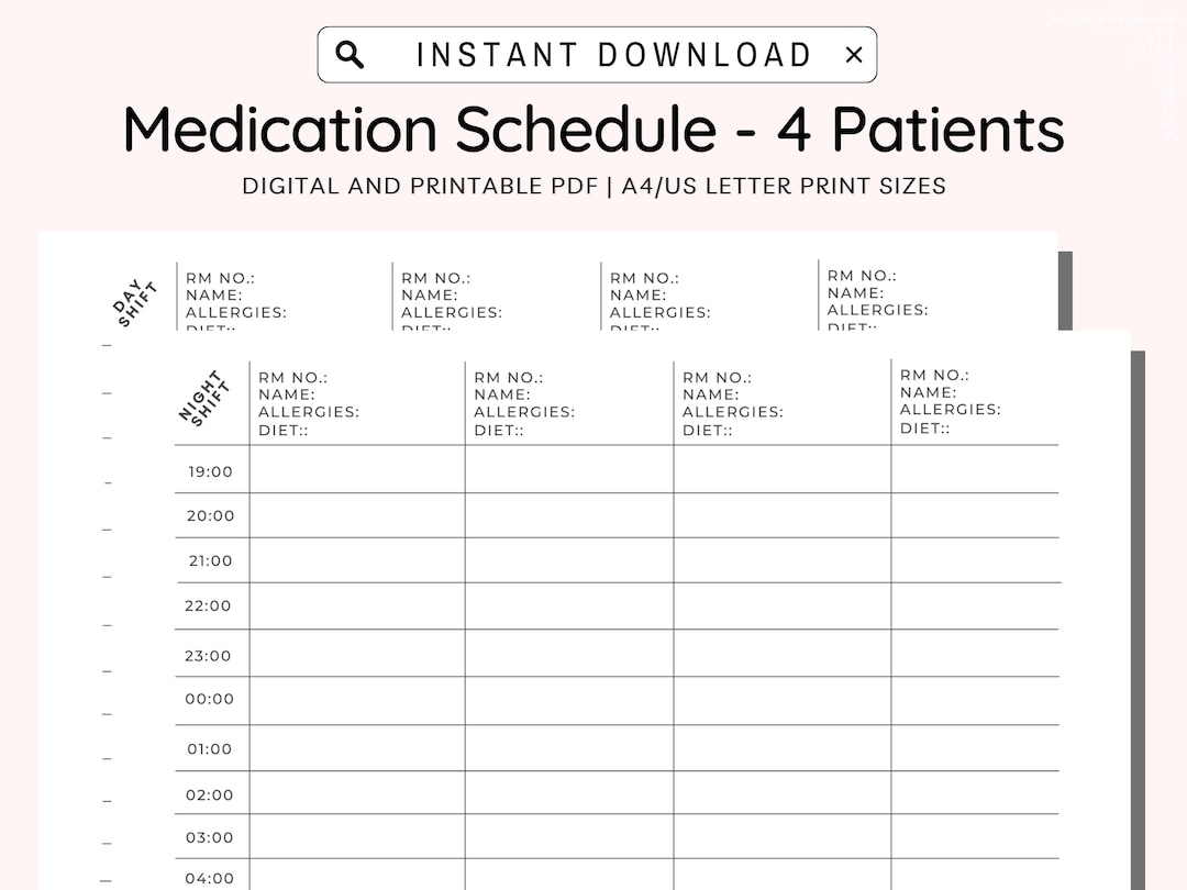 Medication Schedule - Four Patients | Nursing Notes | Nurse to Do ...