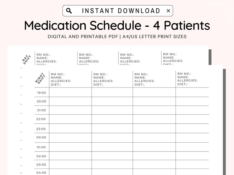Medication Schedule - Four Patients | Nursing Notes | Nurse to Do ...