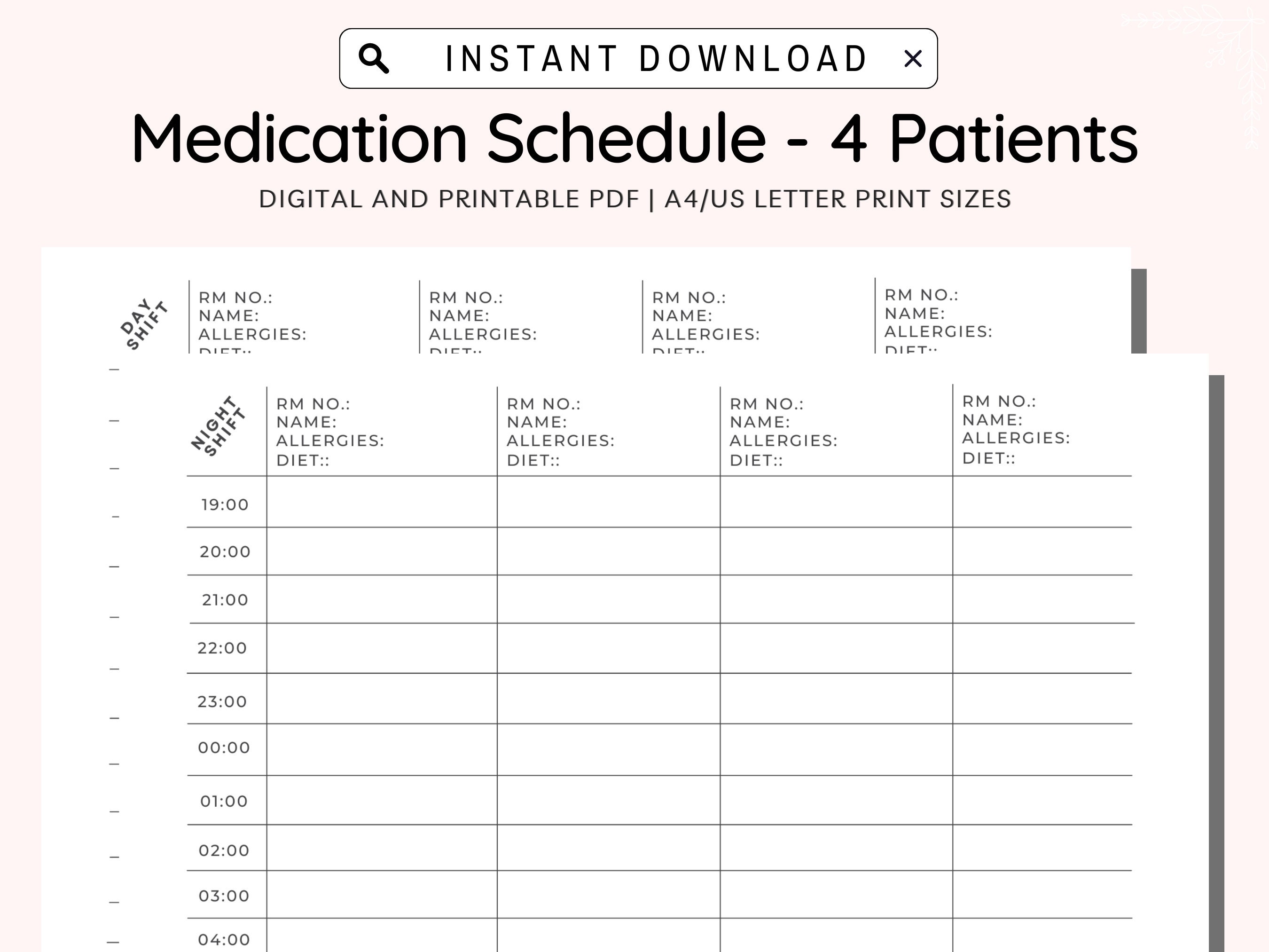 Medication Schedule - Four Patients | Nursing Notes | Nurse to Do ...
