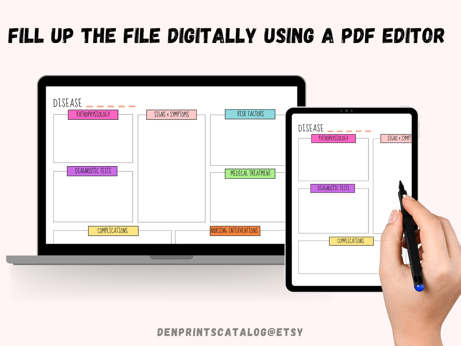 Med Surg Study Template Printable, Pathophysiology Template, Medical ...