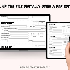 Child Support Receipt Printable for DIY Receipt Book Digital Download ...