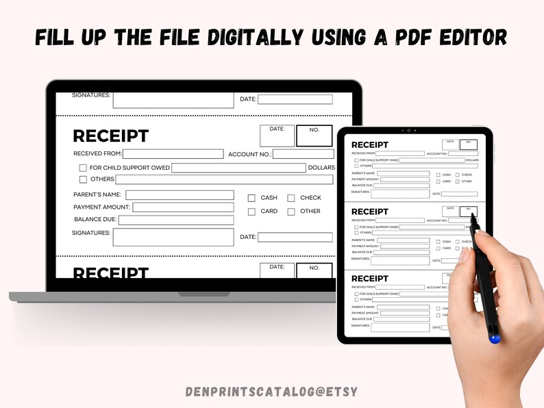 Child Support Receipt Printable for DIY Receipt Book Digital Download ...