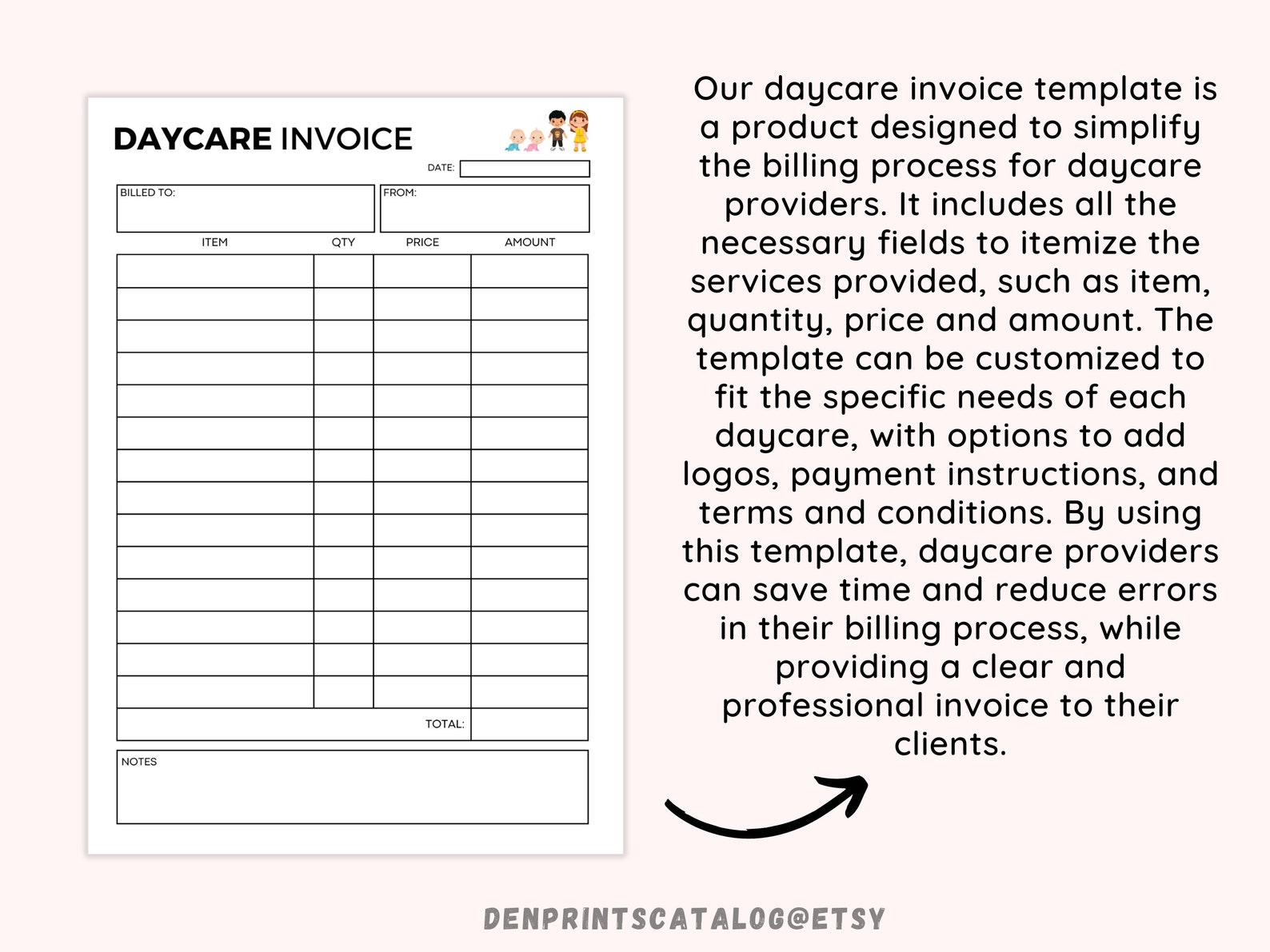 Daycare Invoice Printable, Childcare Invoice, Editable Invoice for ...