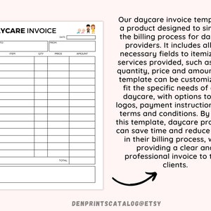 Daycare Invoice Printable, Childcare Invoice, Editable Invoice for ...