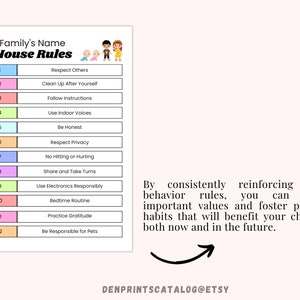 House Rules for Kids Printable, Family House Rules, Family Rules, Home ...